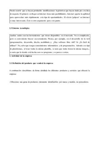 Ejemplo de proyecto de negocio electronico | DOCX