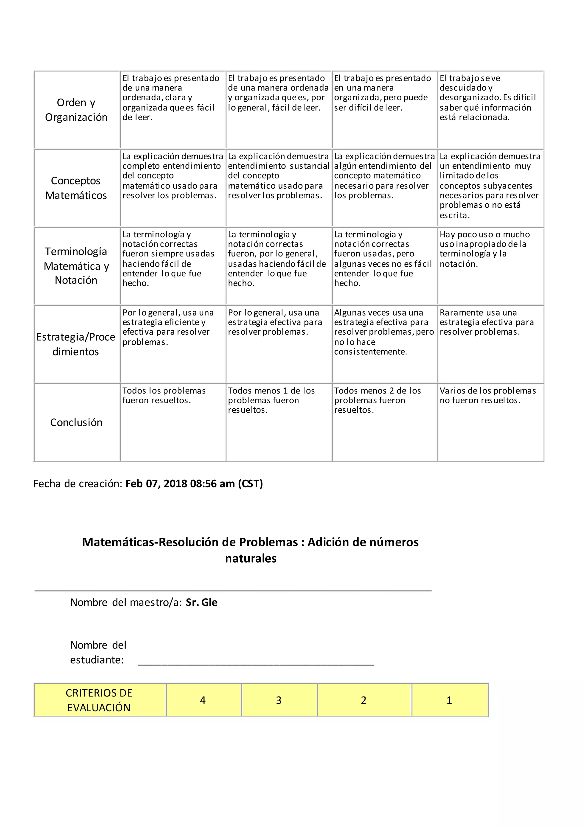 Ejemplo de rubrica con rubistar | PDF