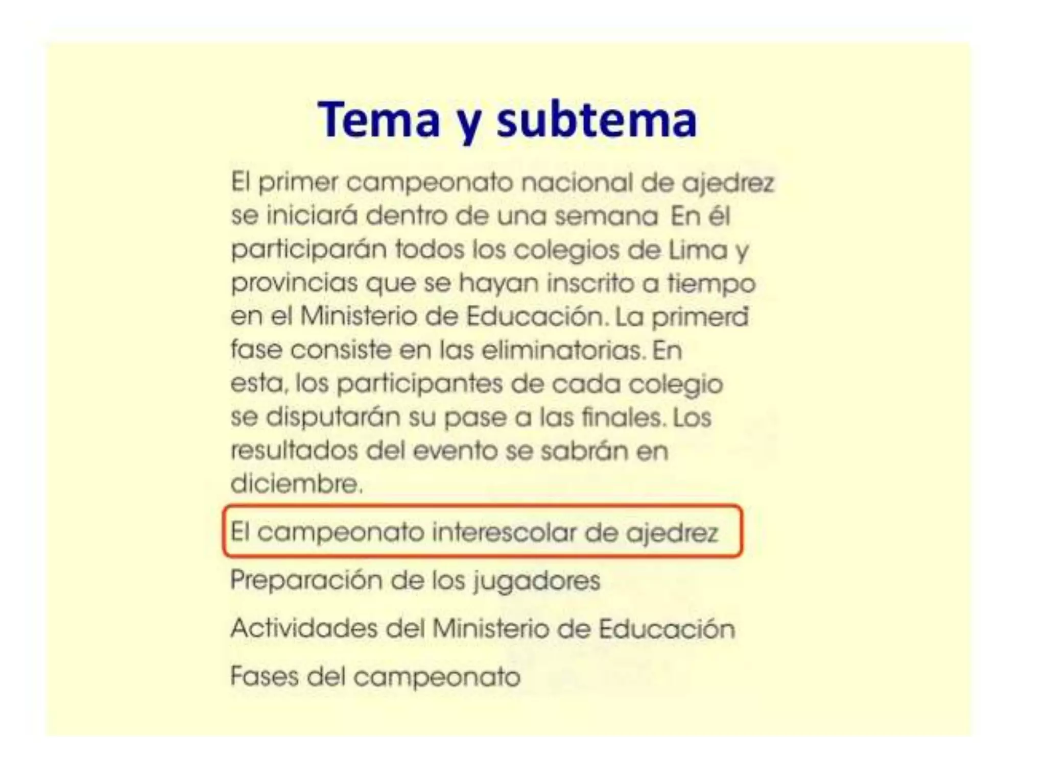 Ejemplo de temas y subtemas | PPTX