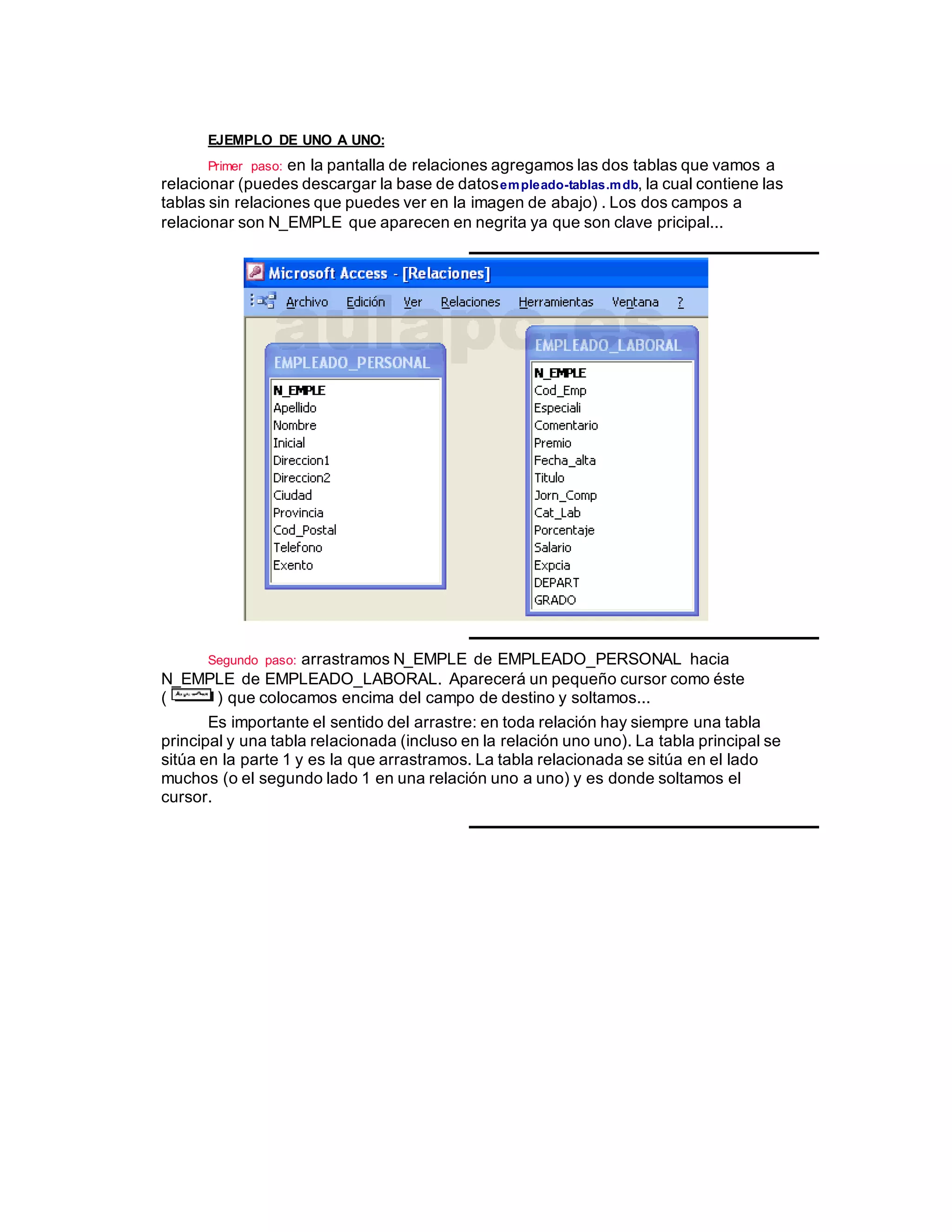 Ejemplo de uno a uno | DOCX