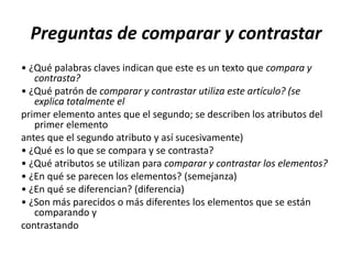 Ejemplo de un párrafo para comparar y contrastar | PPTX