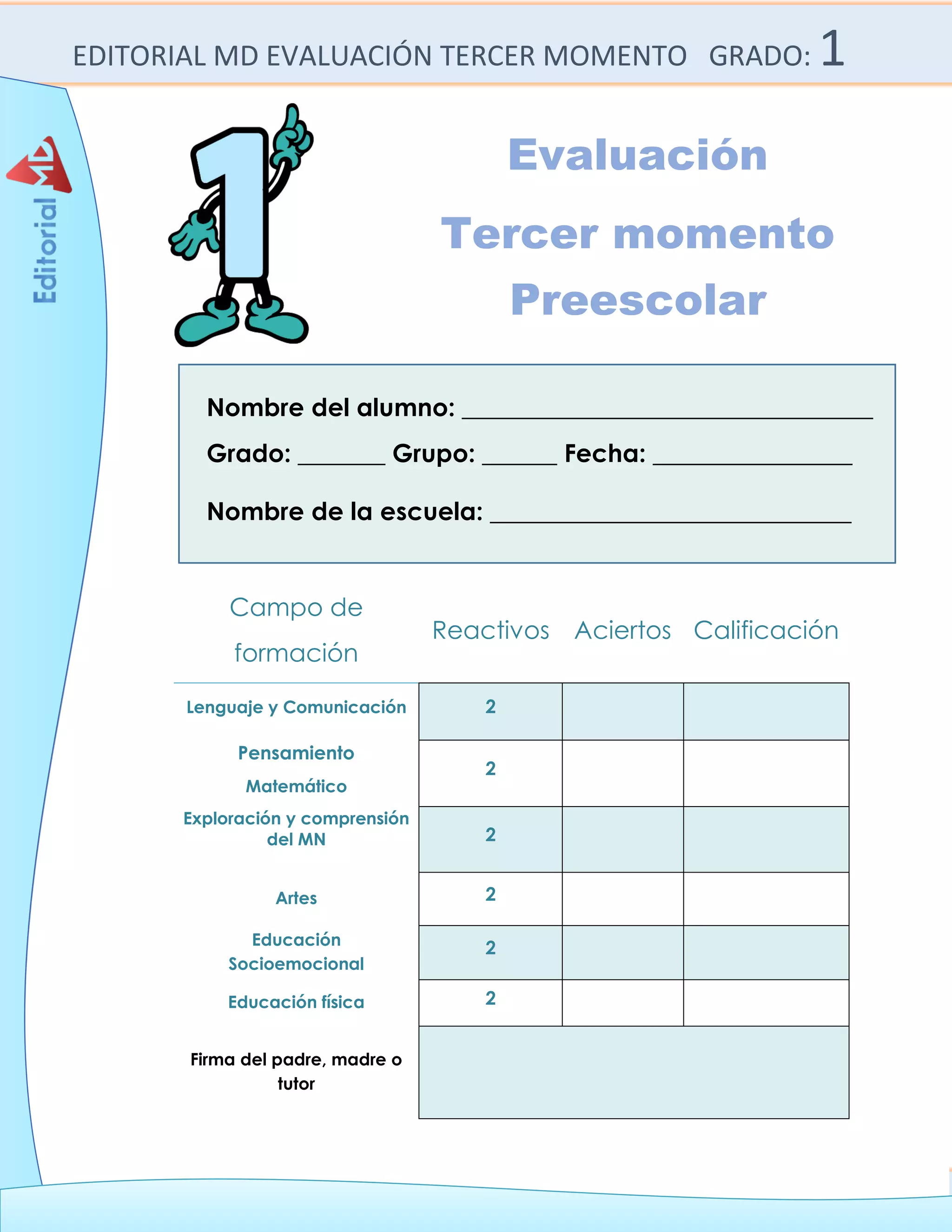 Evaluación Del Tercer Momento De Preescolar Pdf