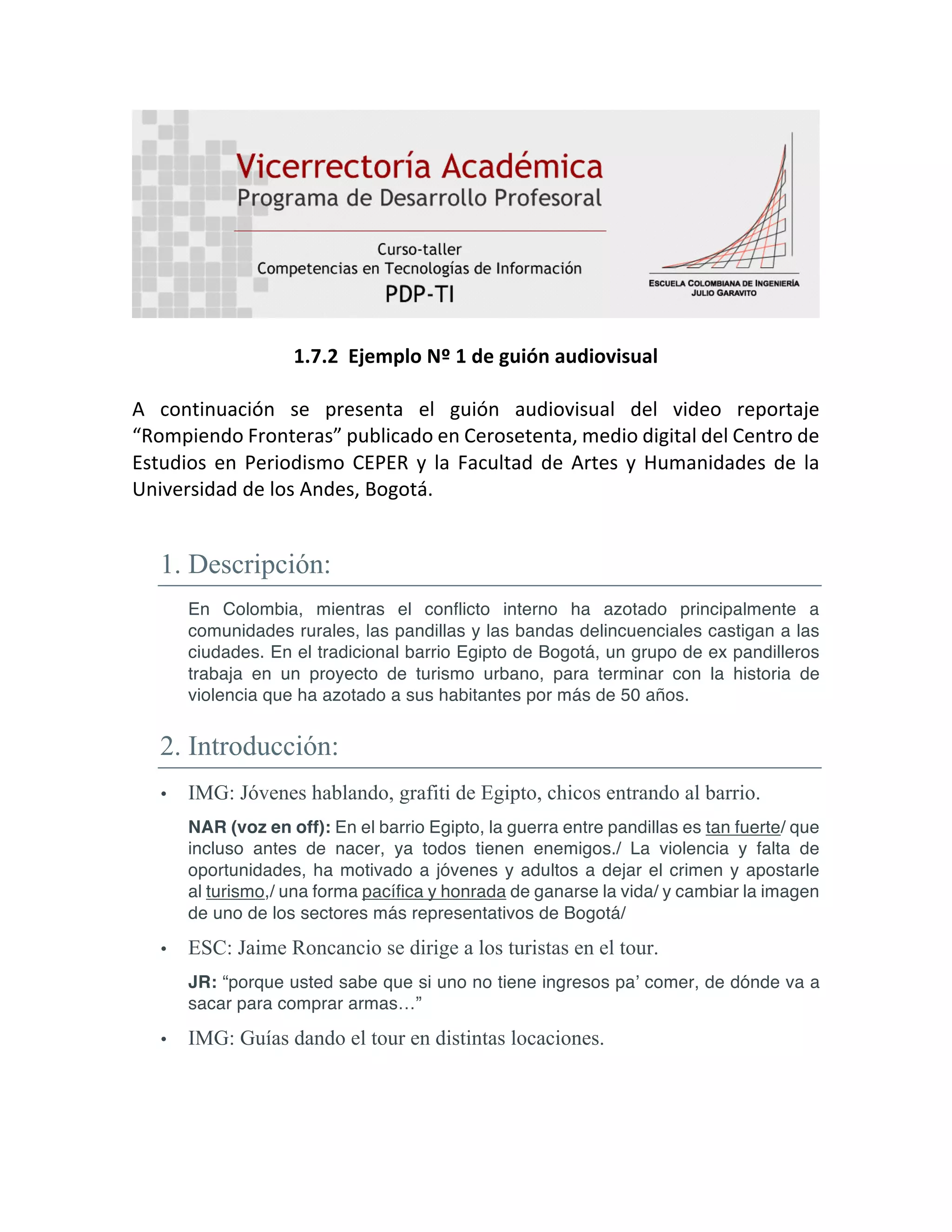 Ejemplo de guion audiovisual | PDF