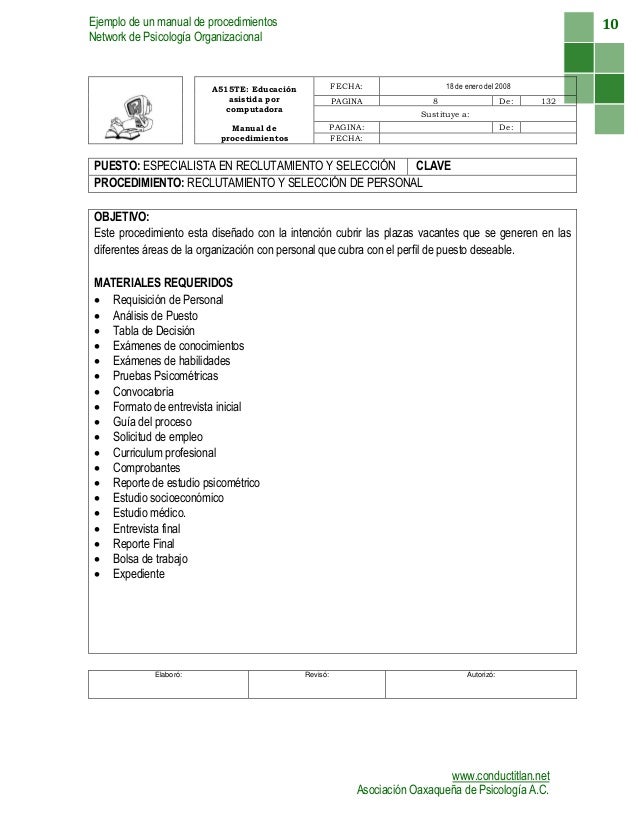 Ejemplo manual procedimientos Ejemplo manual procedimientos