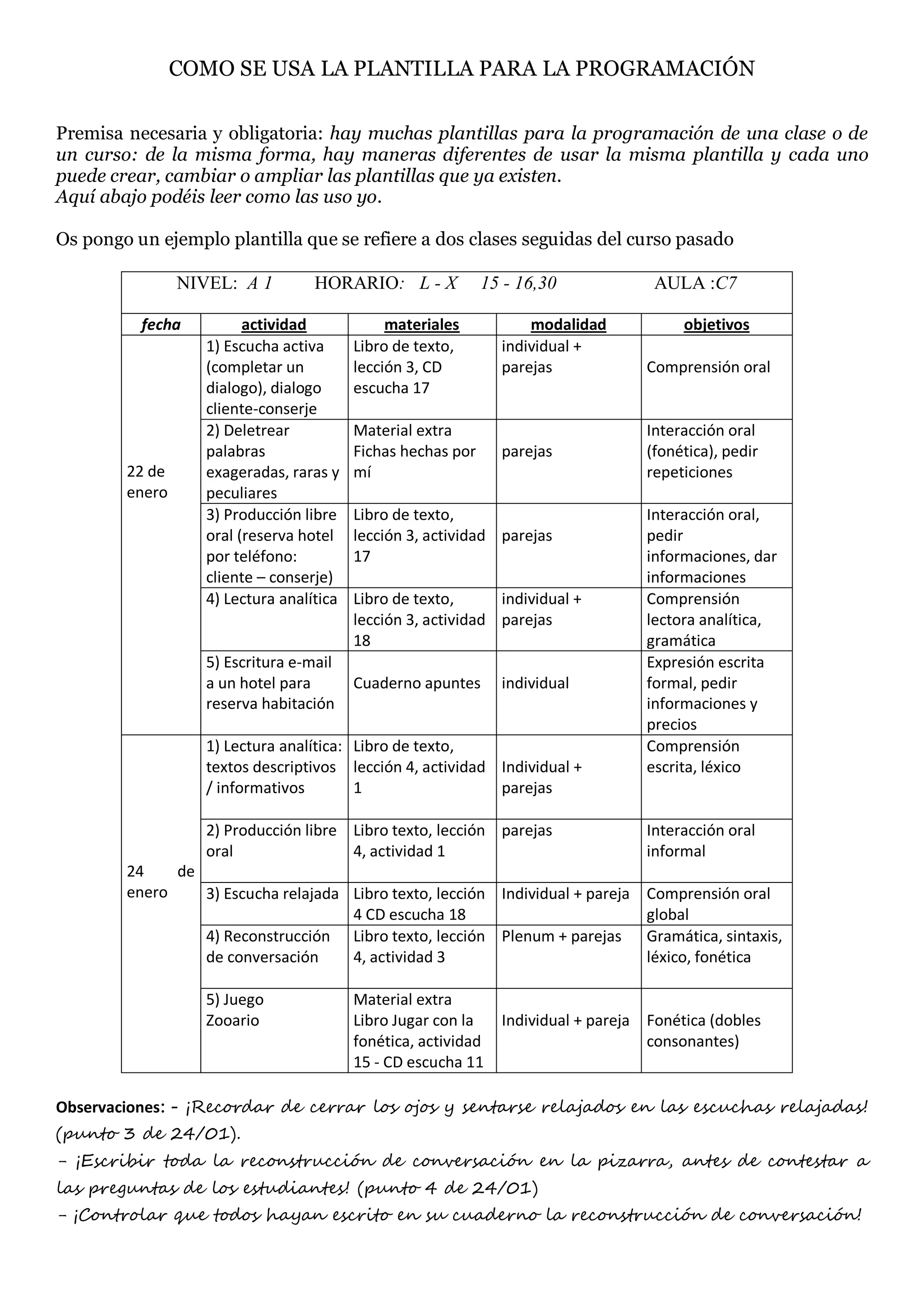 Ejemplo Plantilla ProgramacióN Clase | PDF