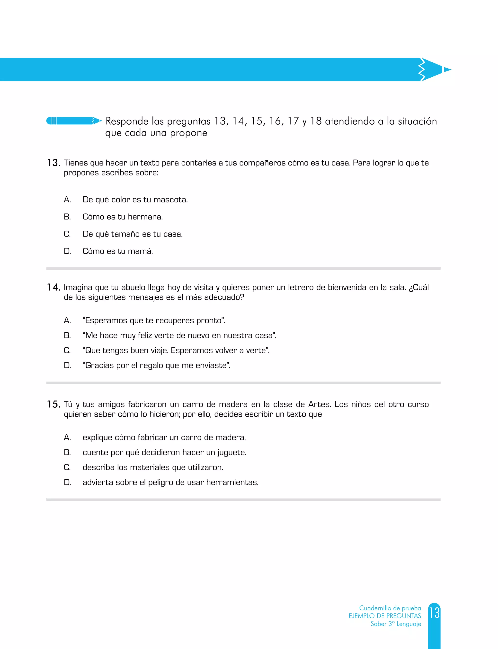 Ejemplos de-preguntas-saber-3-lenguaje-2015 | PDF