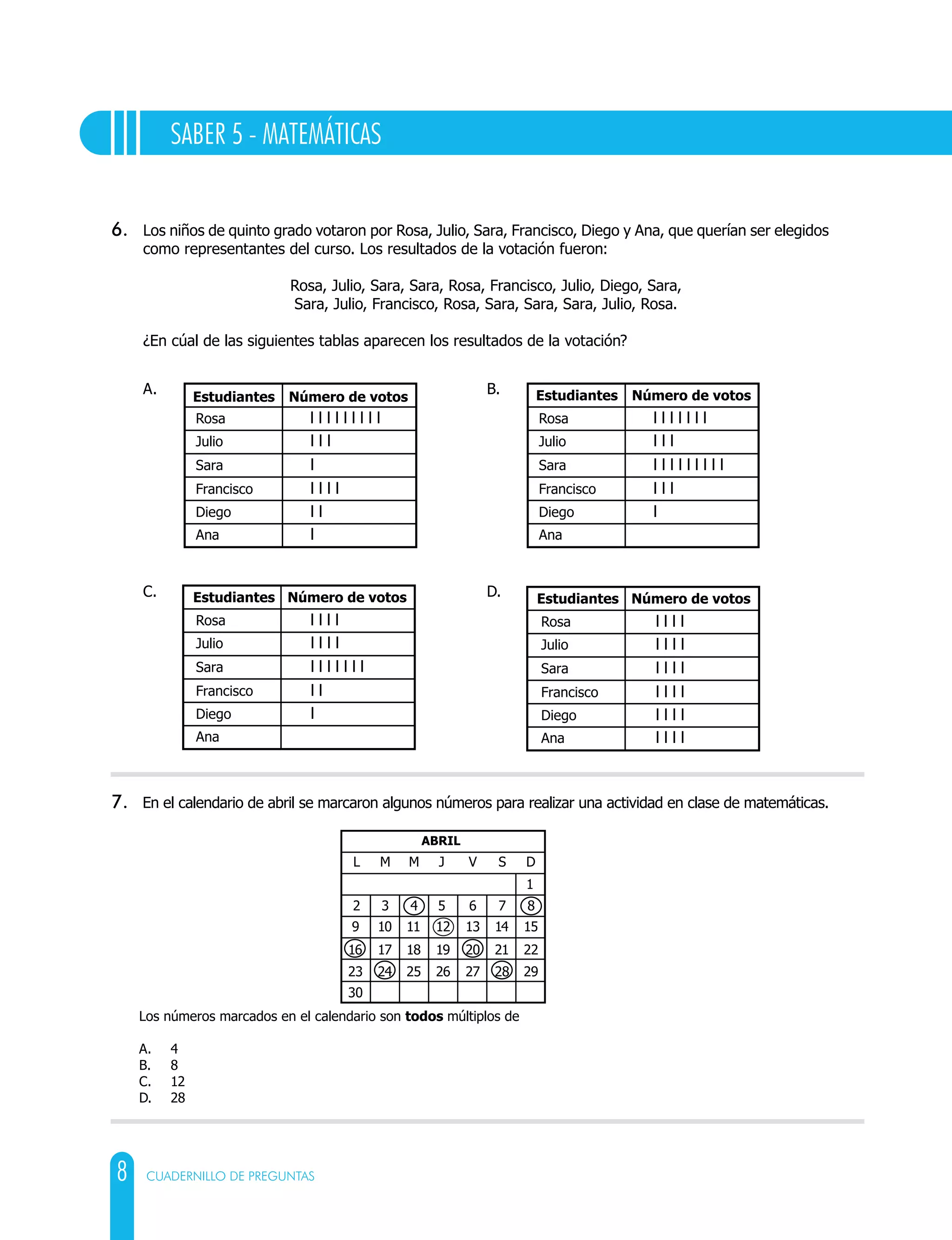 Ejemplos de-preguntas-saber-5-matematicas-2015 | PDF