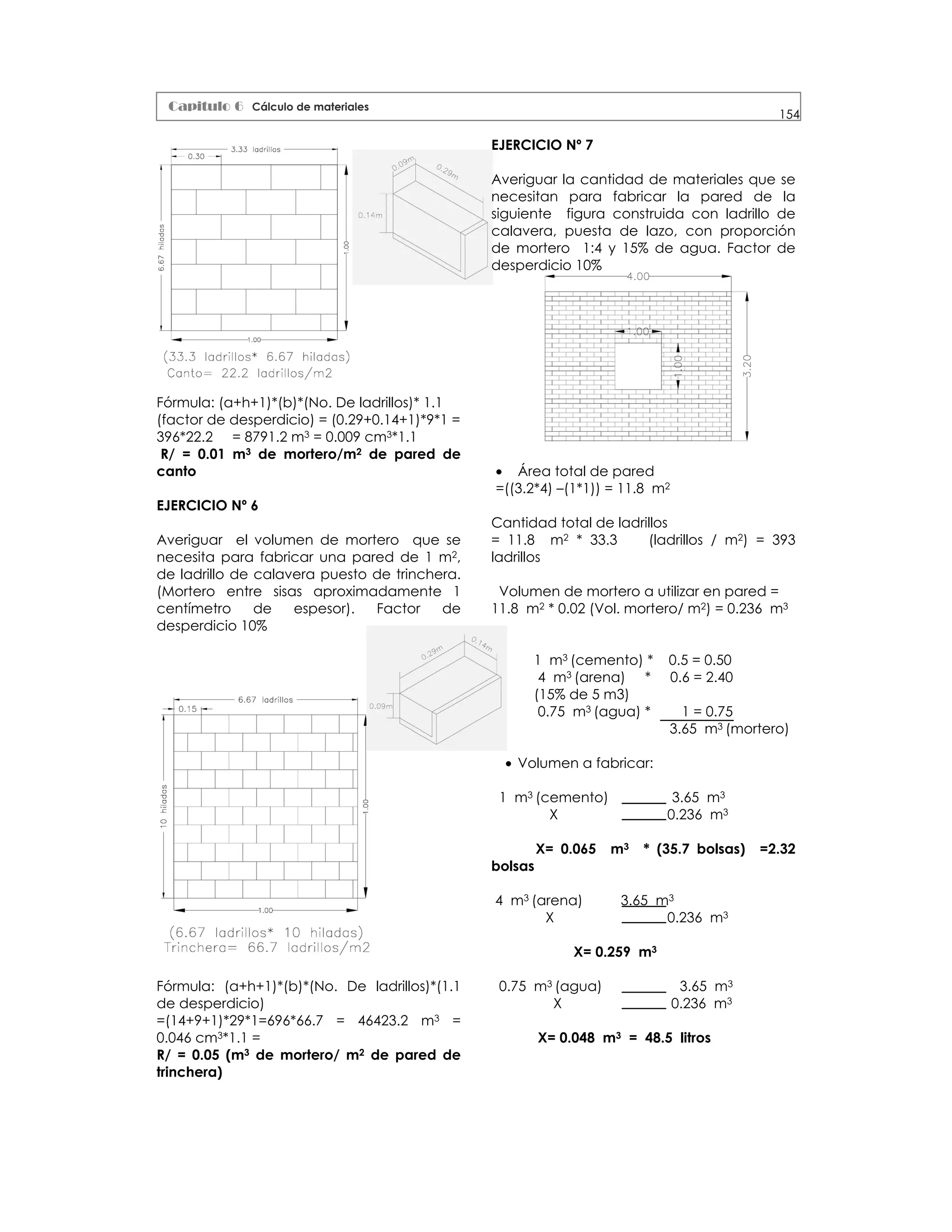 EJEMPLOS DE CÁLCULO DE MATERIALES | PDF