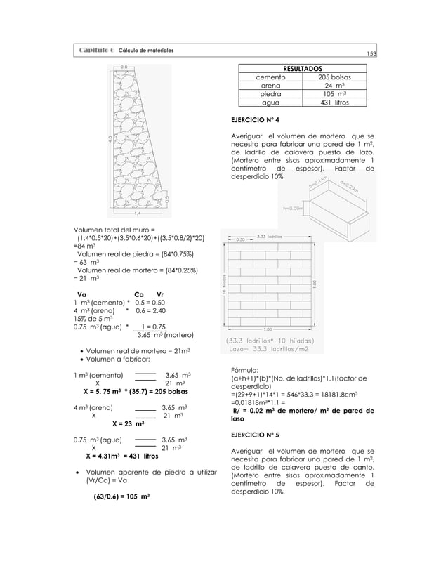 EJEMPLOS DE CÁLCULO DE MATERIALES | PDF