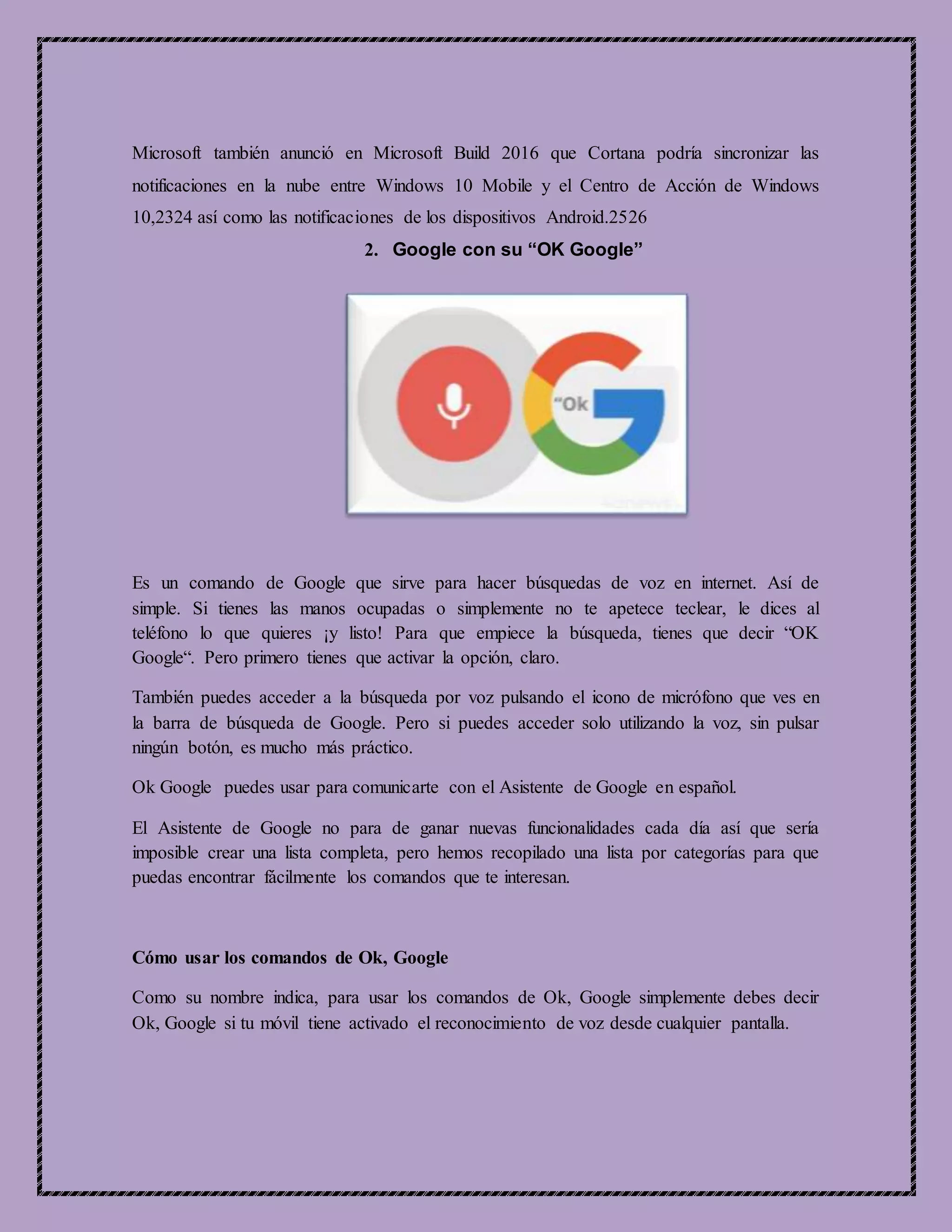Ejemplos de comando de voz | DOCX | Computing | Technology & Computing