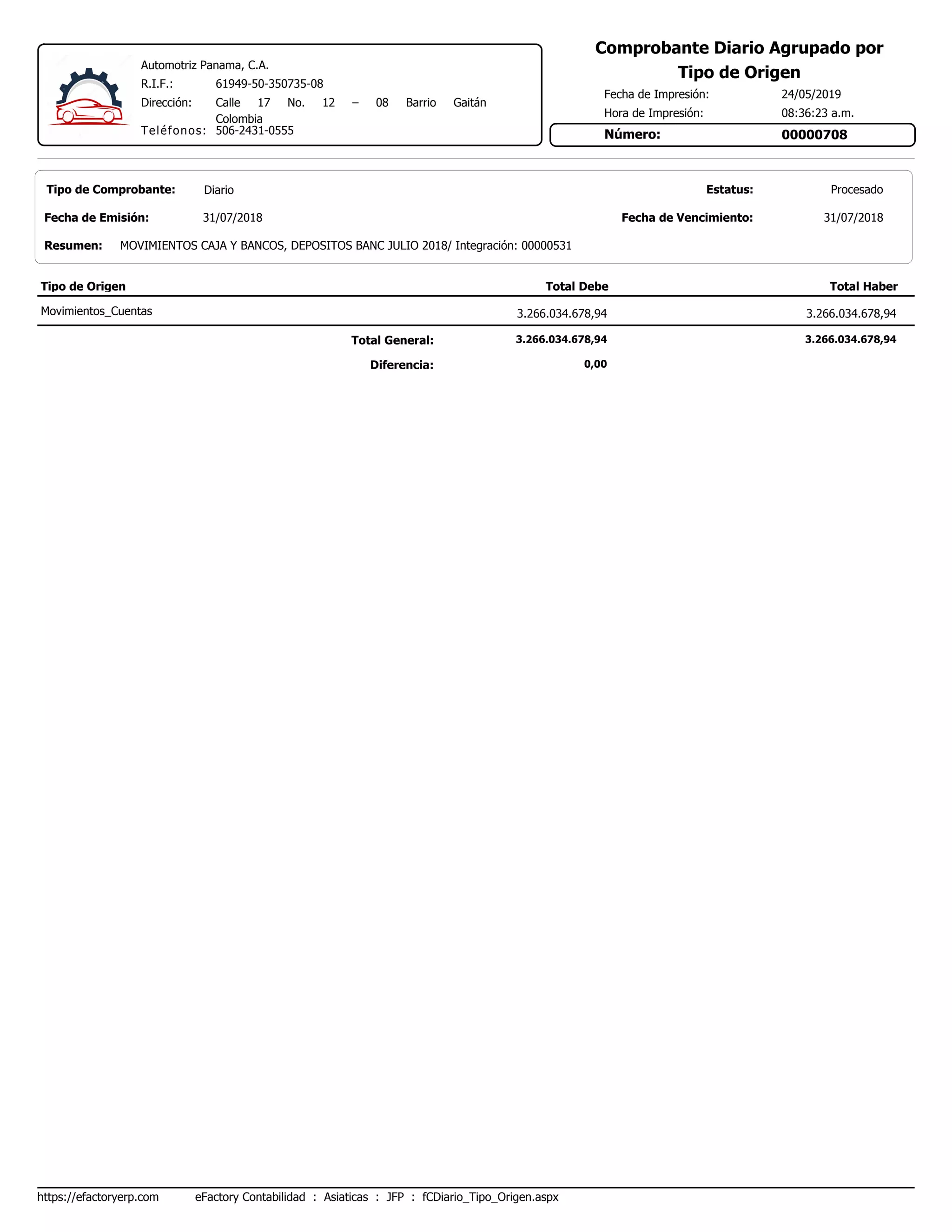 Ejemplos de Comprobantes de Diario de eFactory Software Contable en la ...