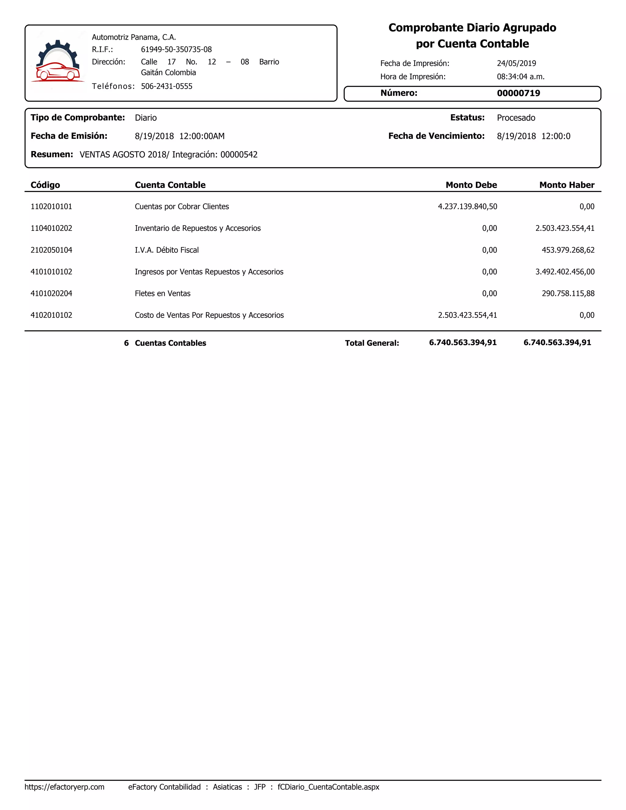 Ejemplos de Comprobantes de Diario de eFactory Software Contable en la ...