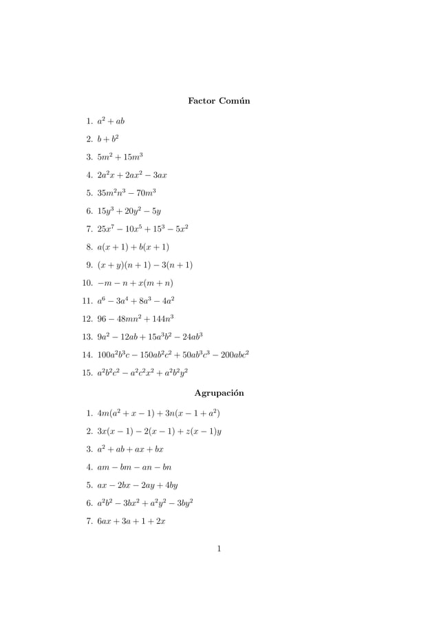 Ejemplos De Factorizacion Pdf Free Download