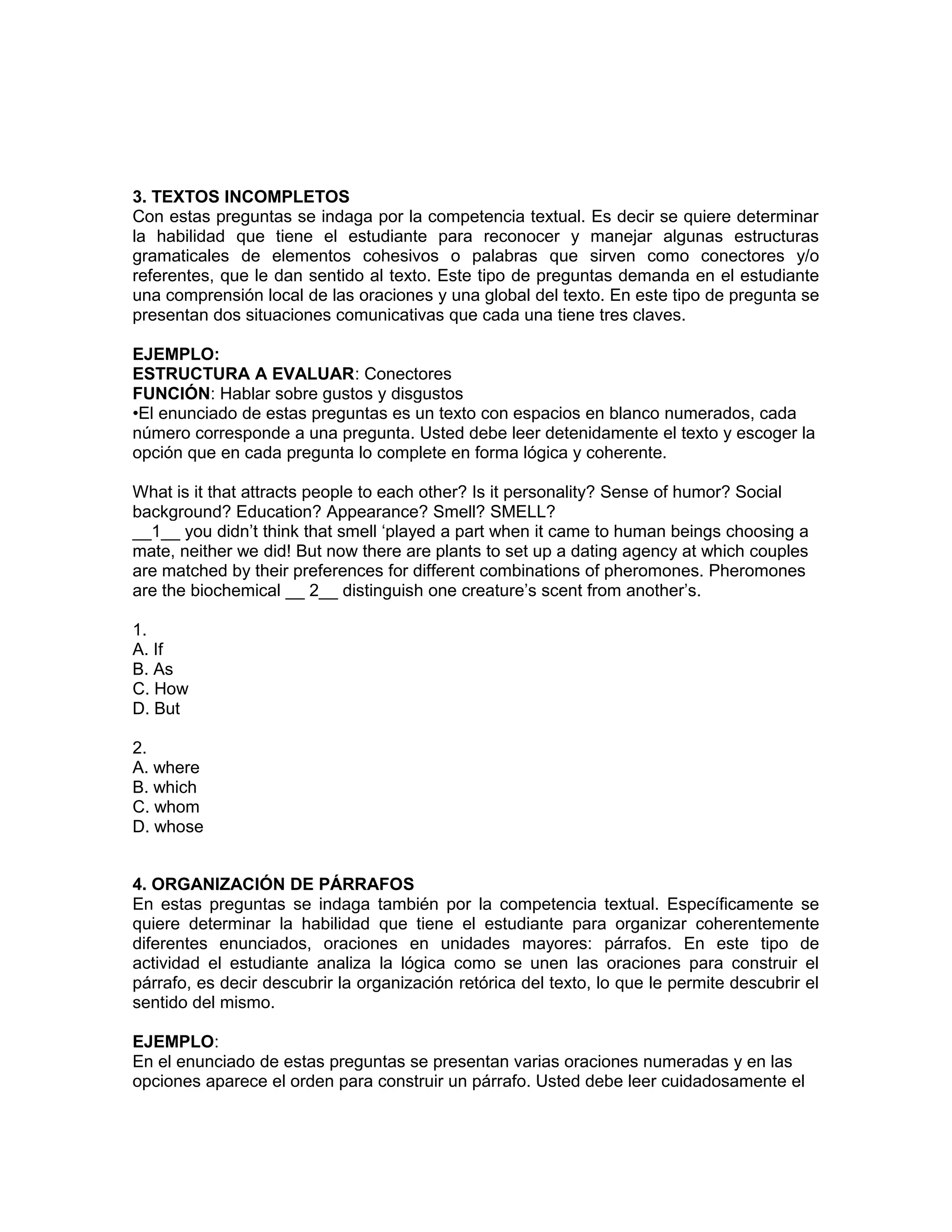 Ejemplos de los tipos de pregunta | DOC | Educational Assessment ...