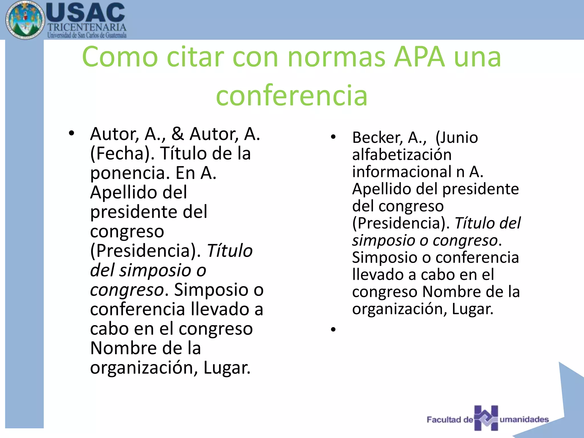 Ejemplos de normas apa | PPT