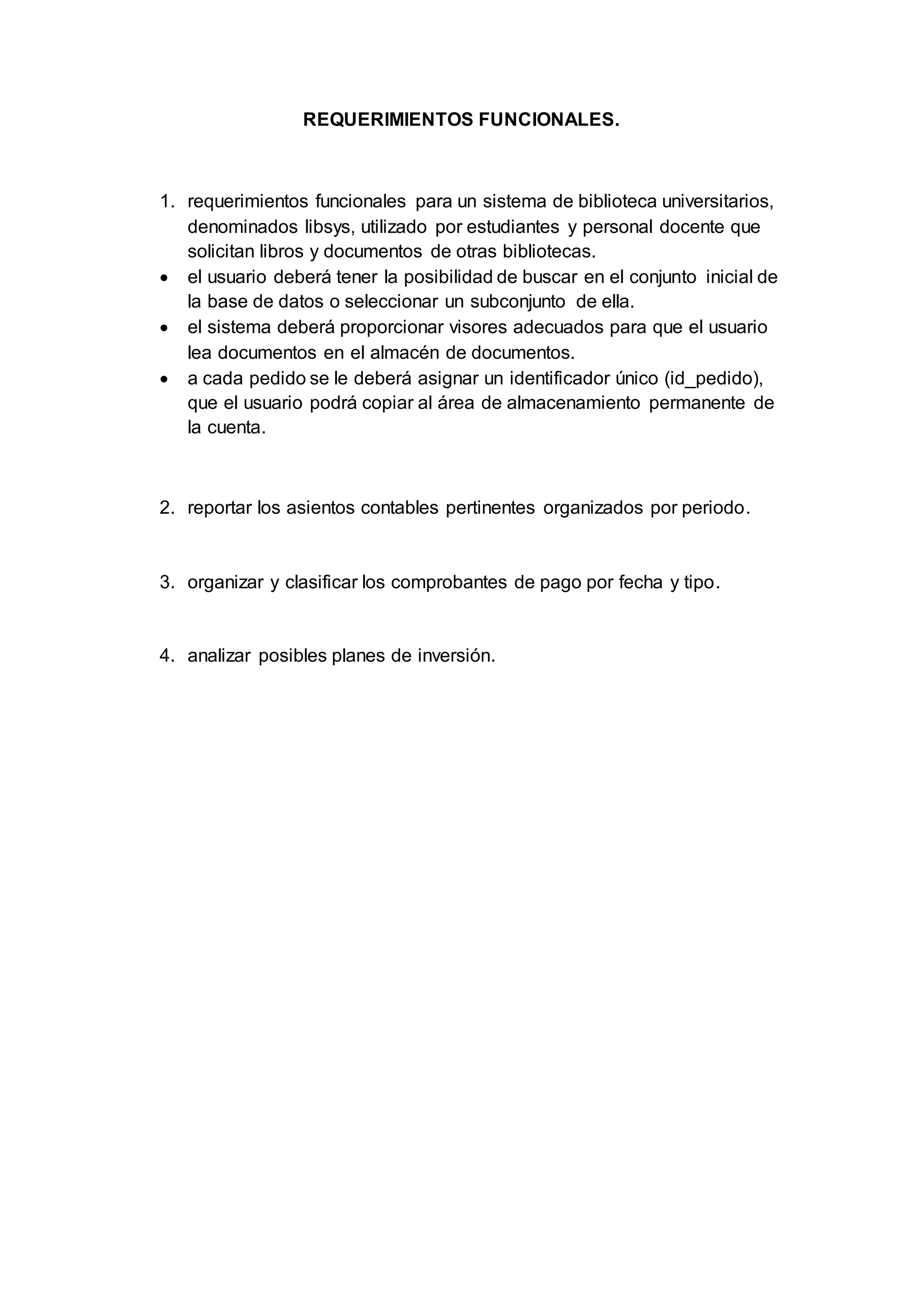 Ejemplos de requerimientos | DOCX | Computing | Technology & Computing