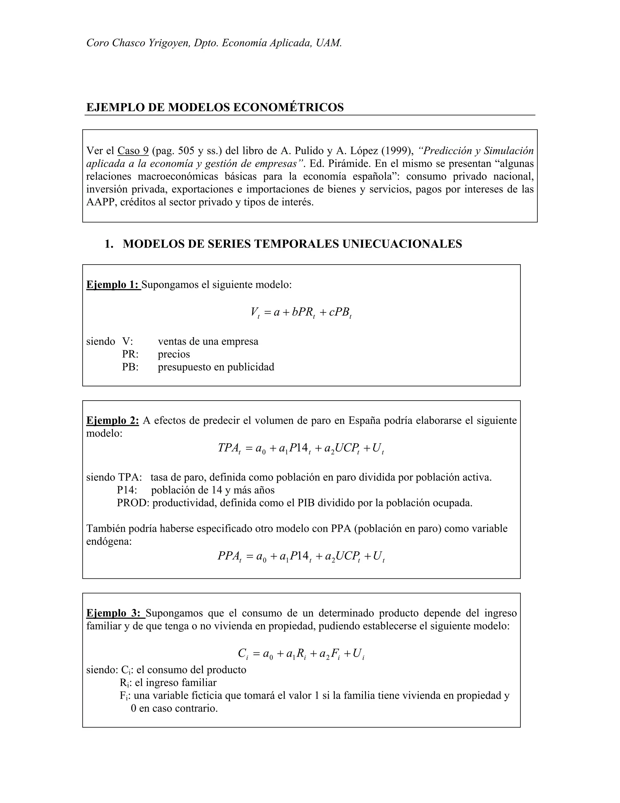 Ejemplos modelos econometricos | PDF