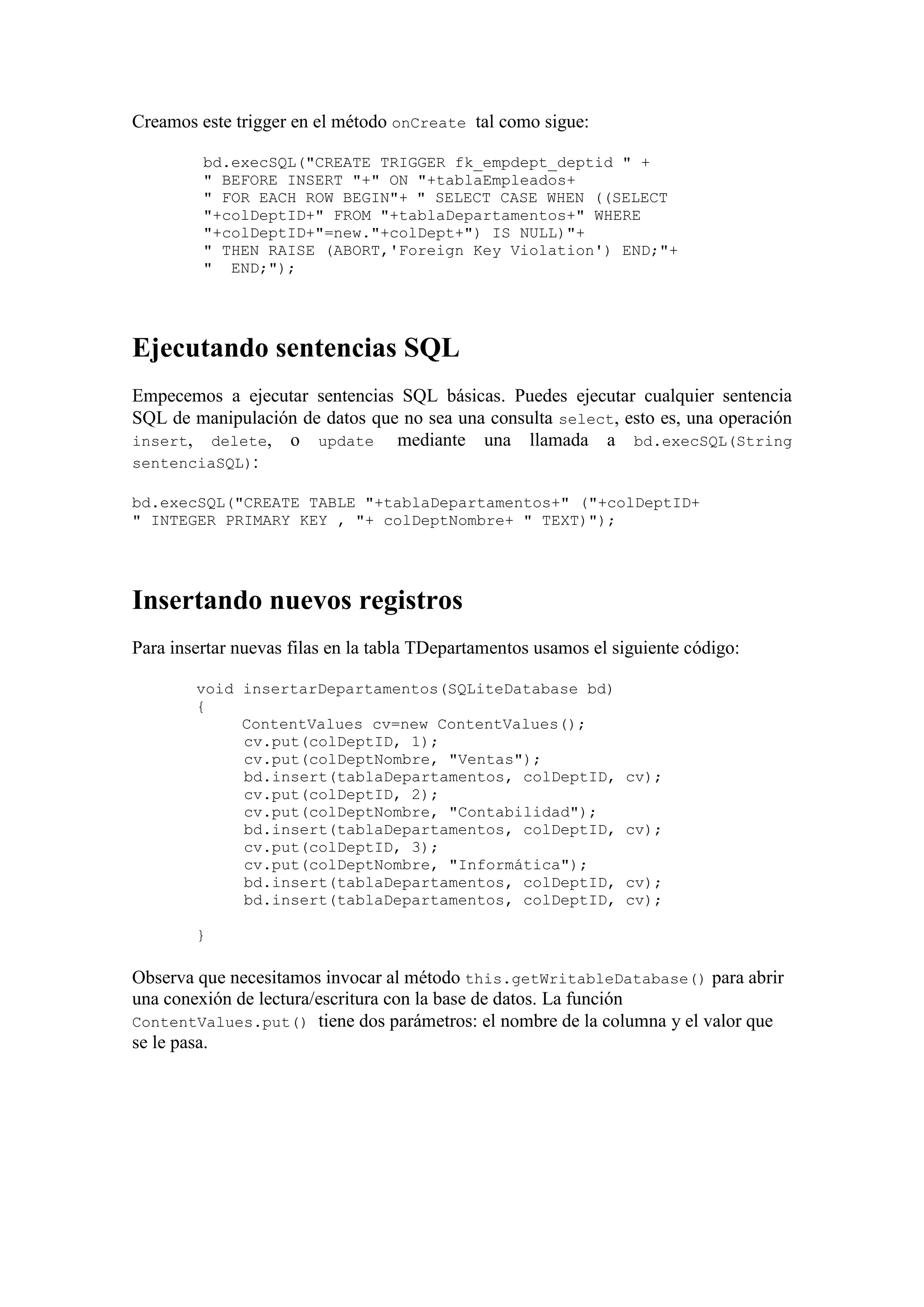 Ejemplo Base de Datos SQLite (Android) | PDF
