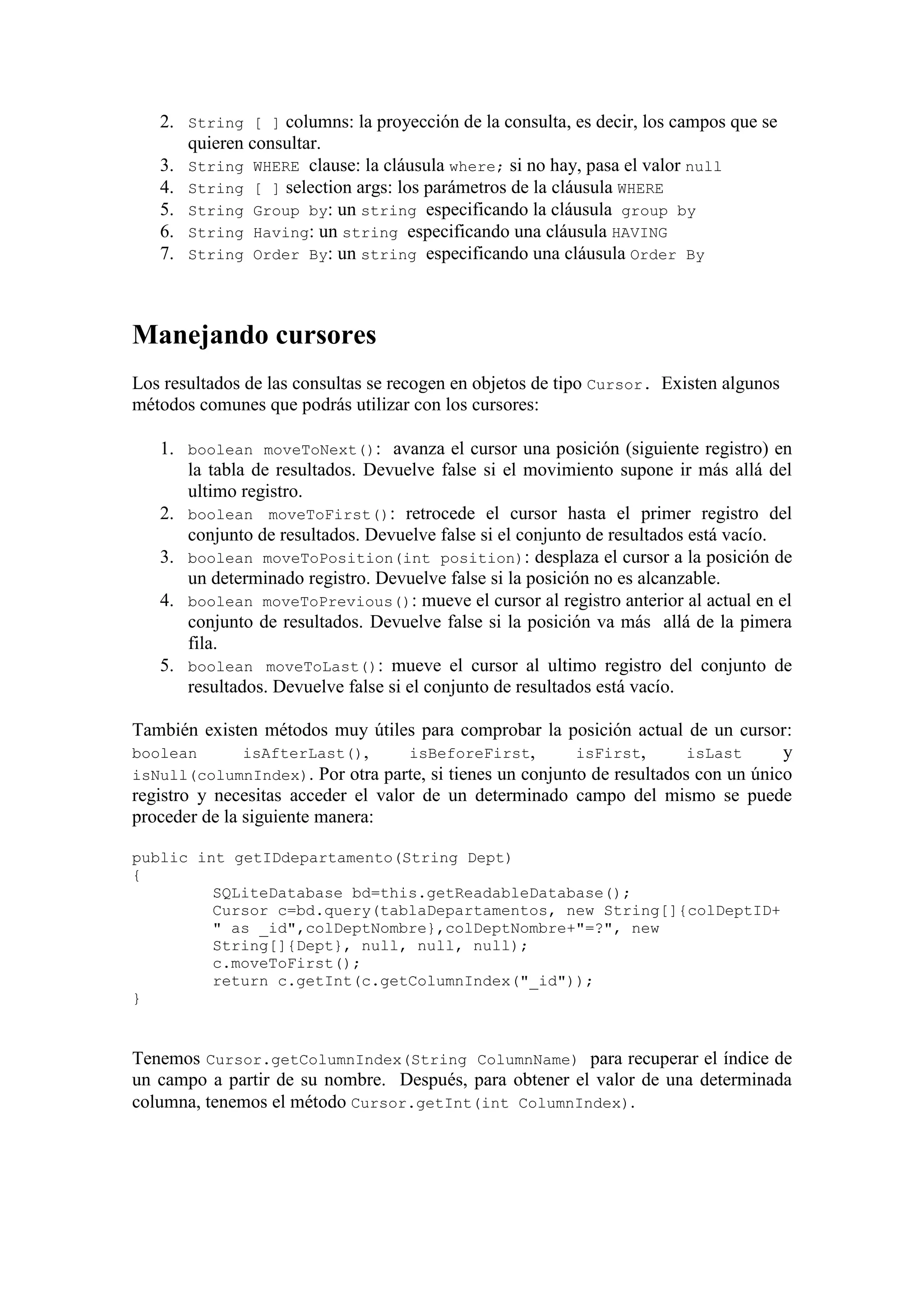 Ejemplo Base de Datos SQLite (Android) | PDF
