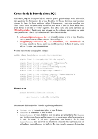 Ejemplo Base de Datos SQLite (Android) | PDF