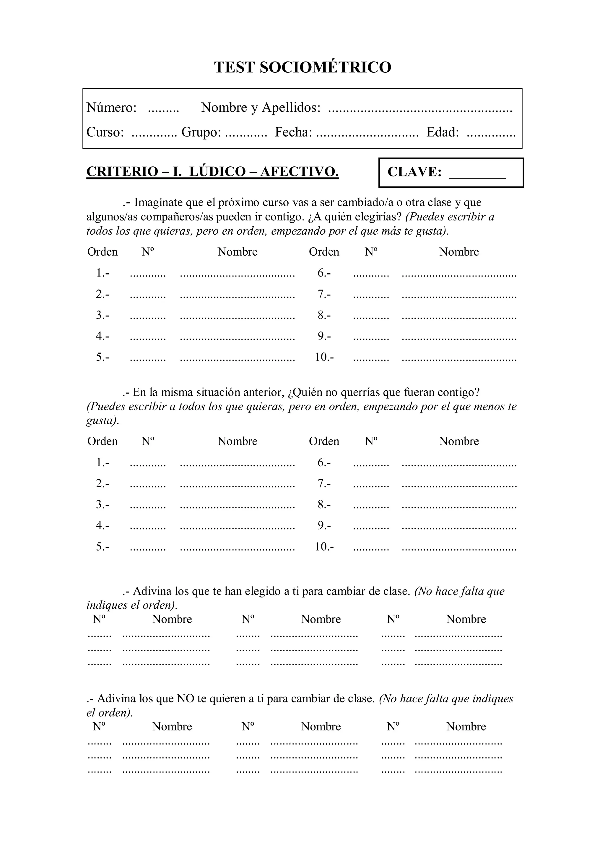 Ejemplo test sociométrico | PDF