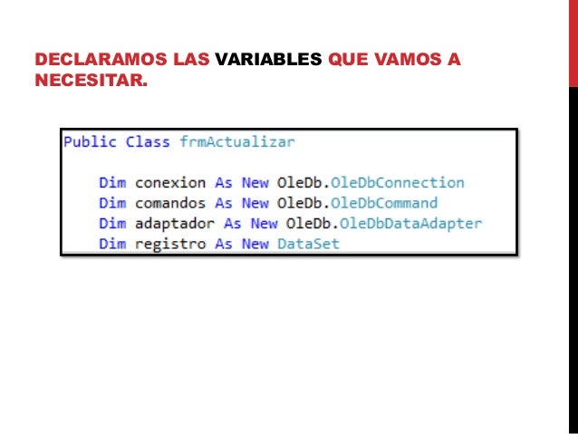 Ejemplo ACTUALIZAR registros desde Visual Basic 2012