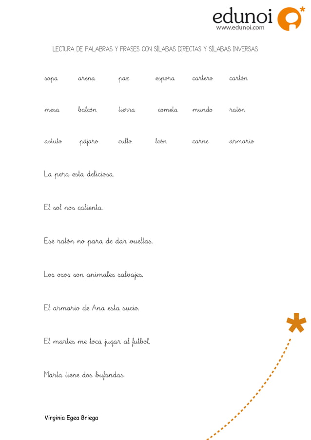 Ejercicio lectura-de-palabras-y-frases-con-silabas-directas-y-silabas ...