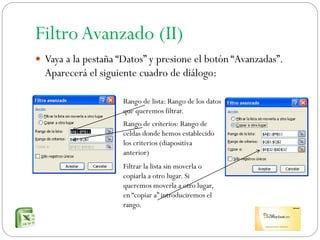 Filtro Avanzado en Excel. | PPTX