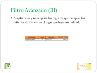 Filtro Avanzado en Excel. | PPTX