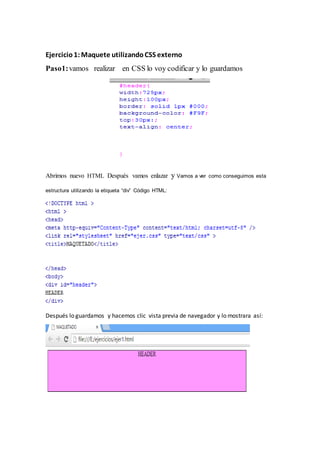 Ejercicio 1 maquete utilizando css externo. | DOCX