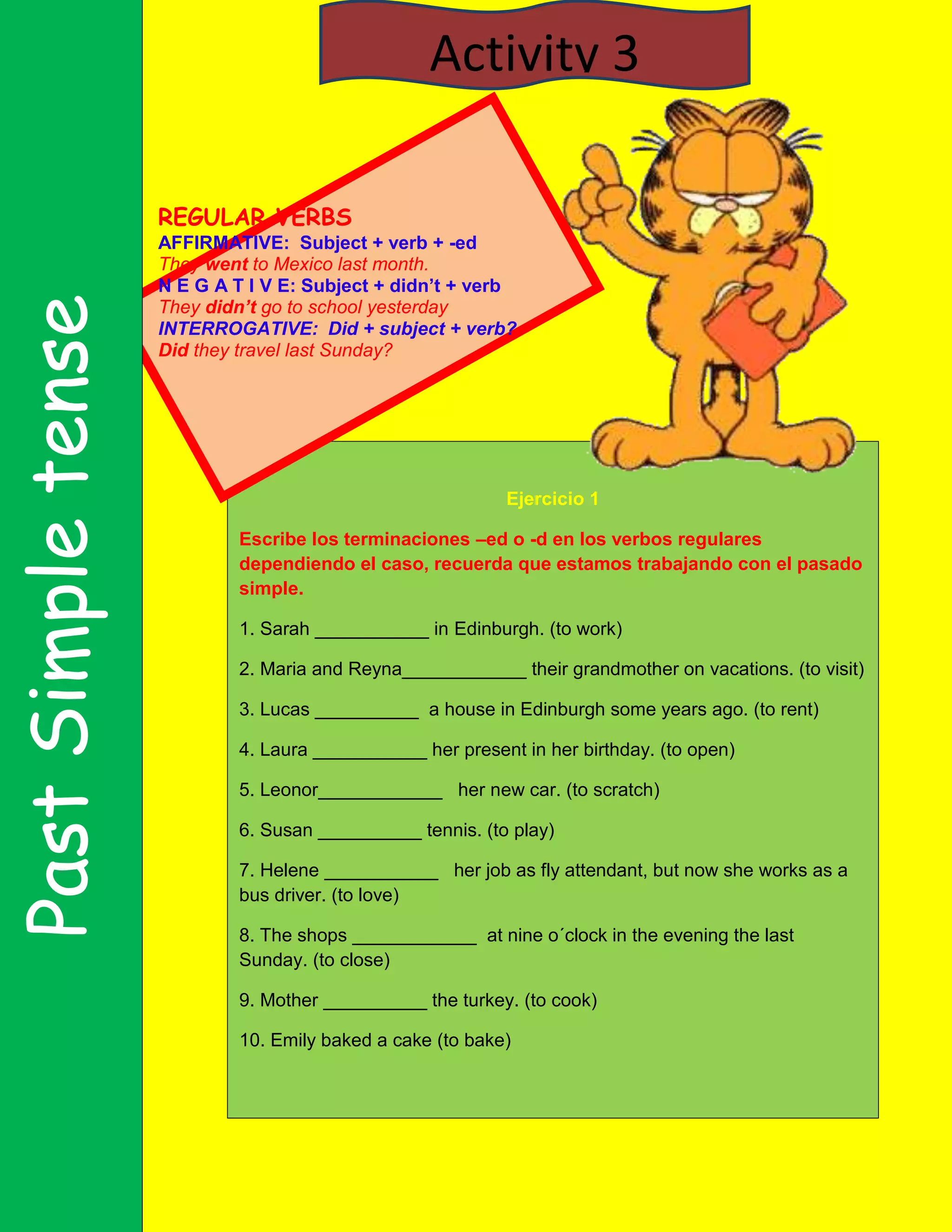 Ejercicio 3 past simple | DOCX