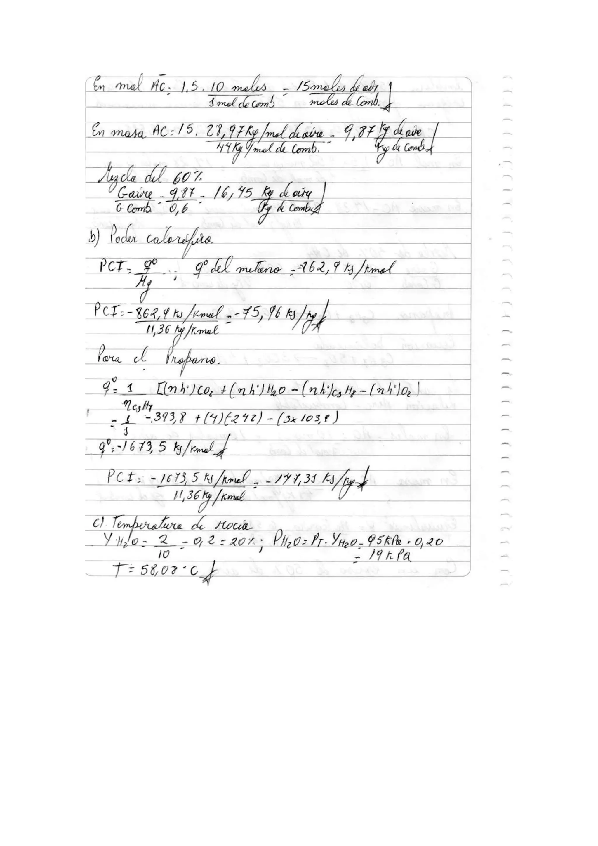 Ejercicio combustion | DOCX