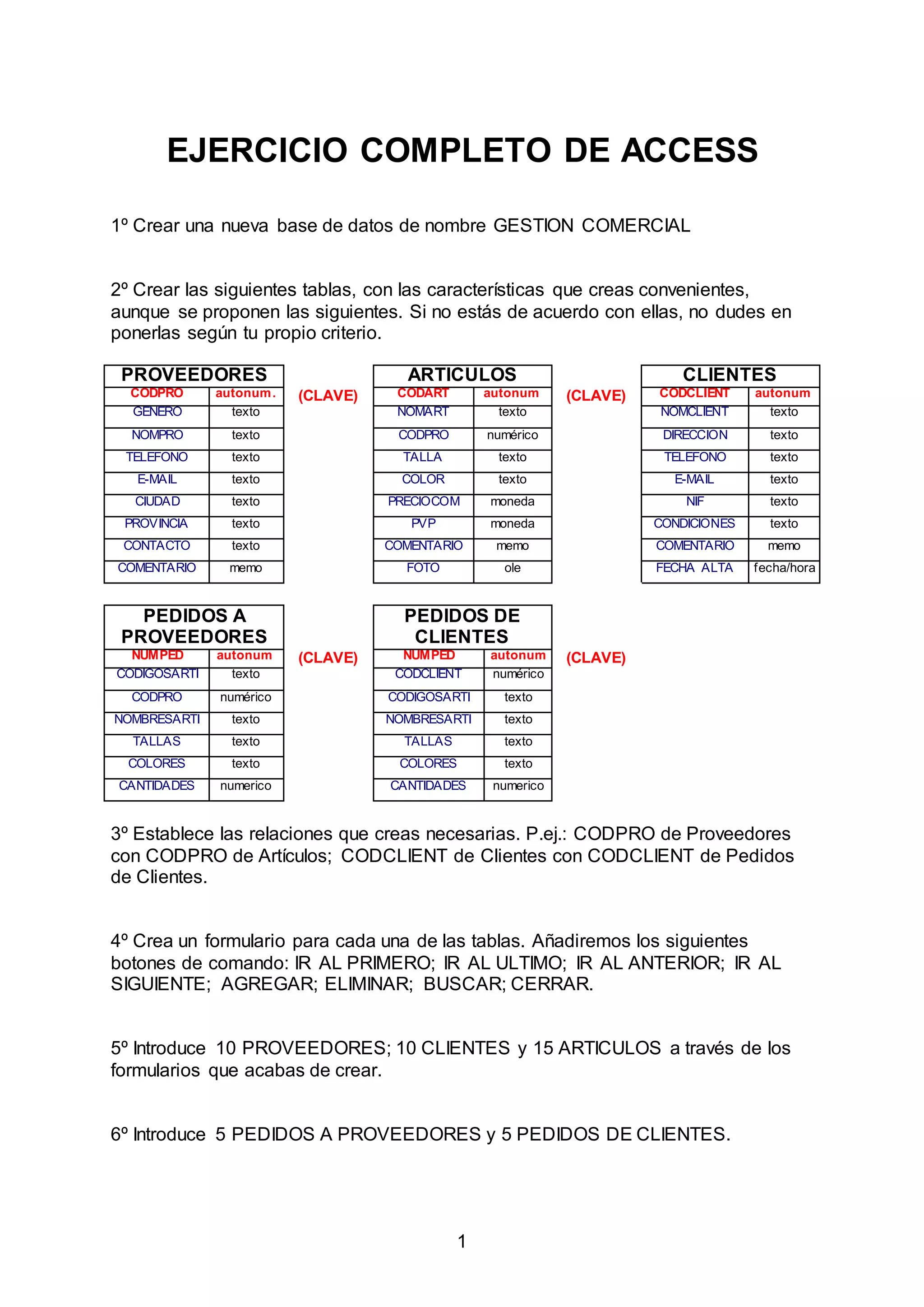 Ejercicio completo de access | DOC