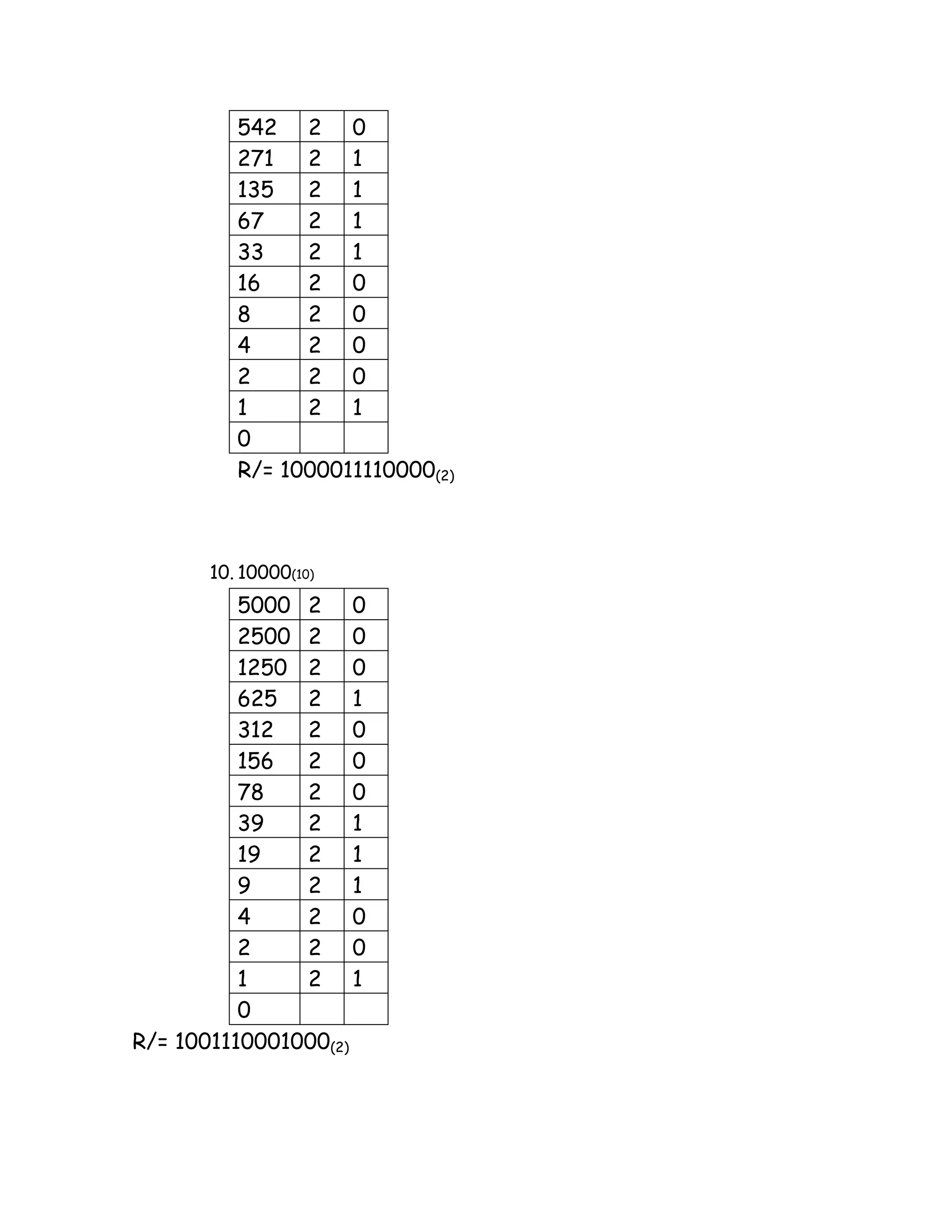 Ejercicio de conversiones de binario a decimal y decimal a binario | DOCX