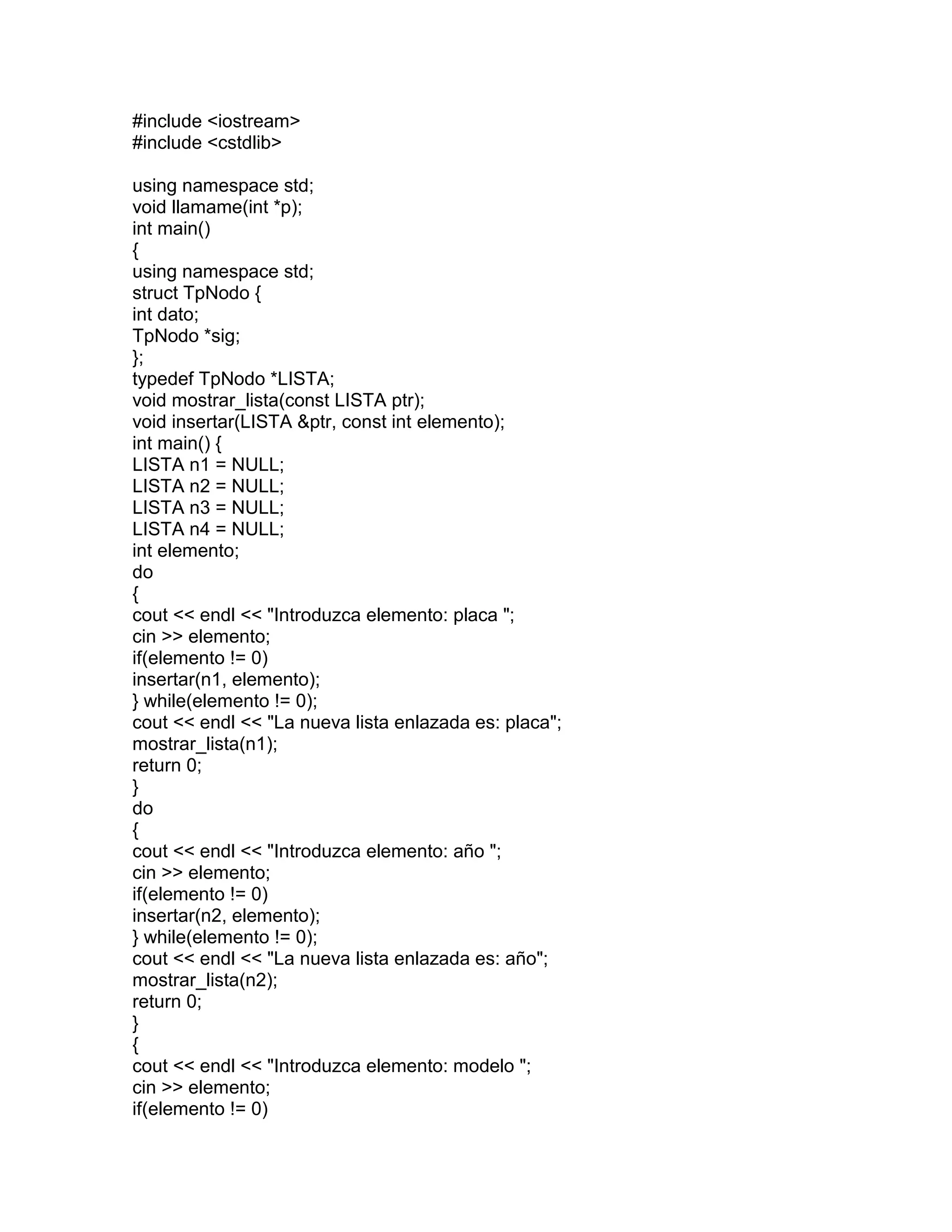 Ejercicio de listas de lenguaje c | PDF