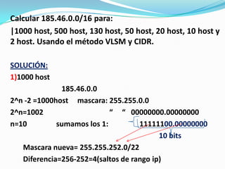 Ejercicio de subneteo vlsm y cidr | PPTX
