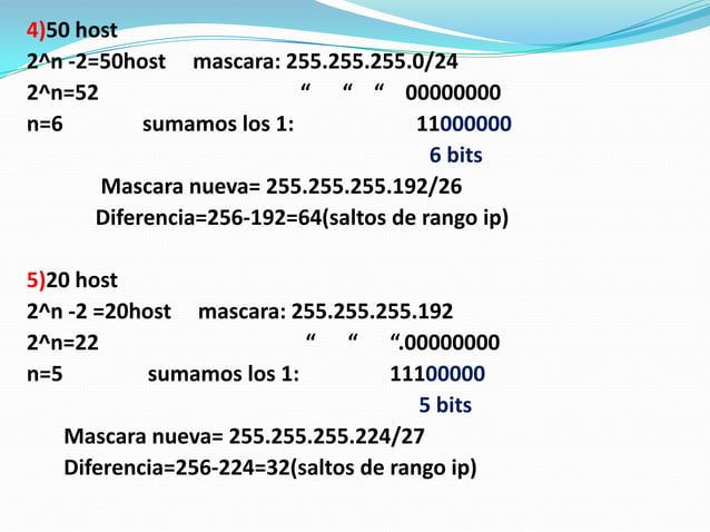 Ejercicio de subneteo vlsm y cidr | PPTX