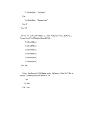 Ejercicio de Visual Basic IF THEN ELSE | DOCX | Programming Languages | Computing