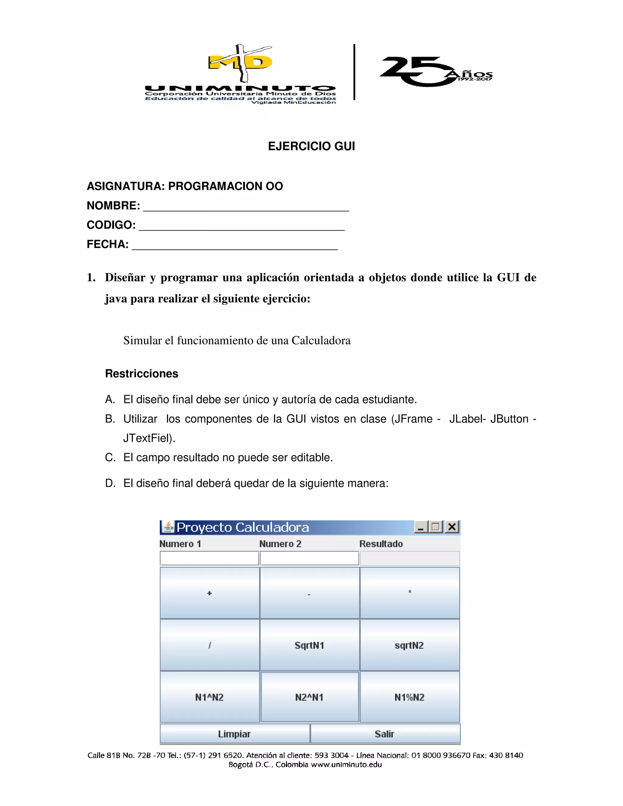 Ejercicio gui en java | PDF Ejercicio gui en java | PDF