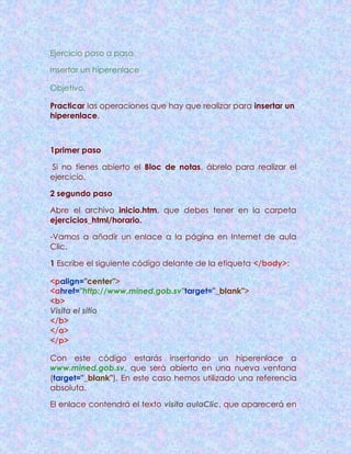 Ejercicio html primer año | PDF