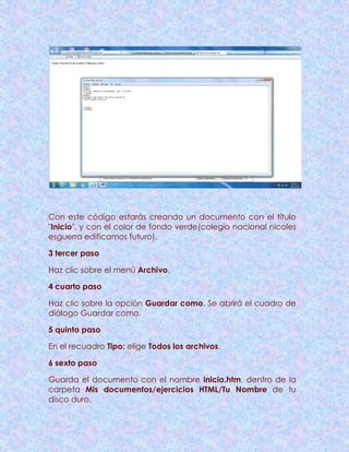 Ejercicio html primer año | PDF