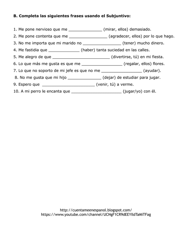 Ejercicios con Presente del Subjuntivo | DOC