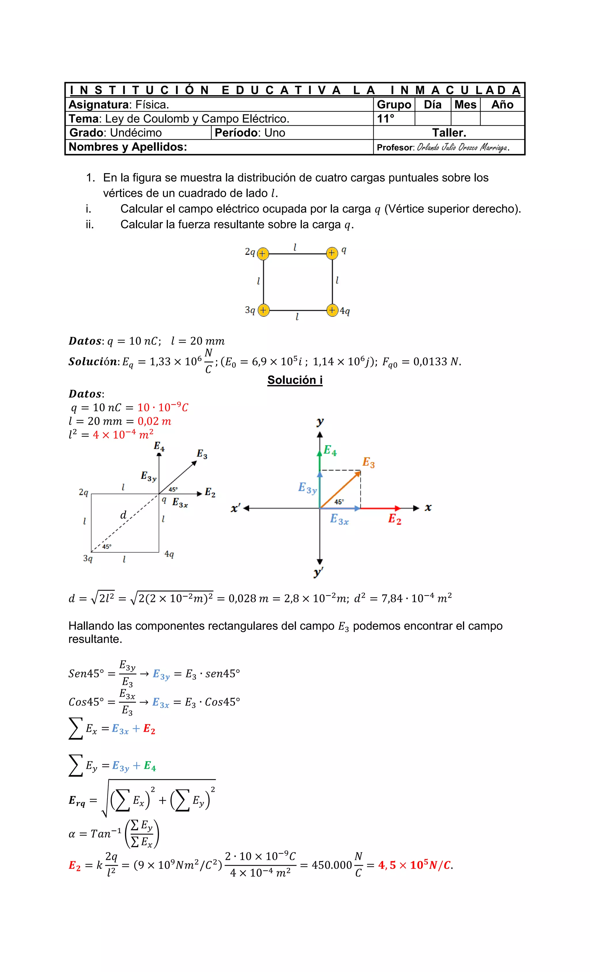 Ejercicio resuelto campo_eléctrico_2016 | PDF