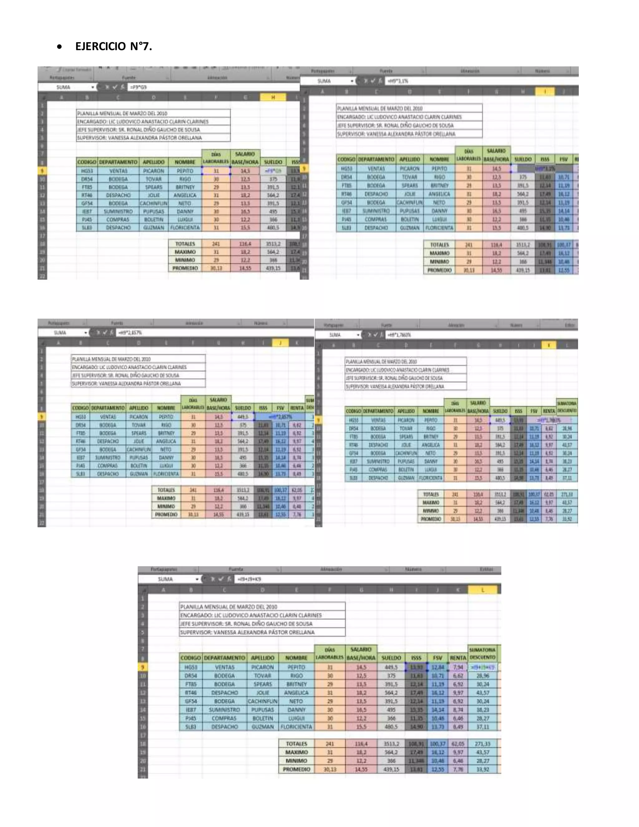 Ejercicios EXCEL | DOCX