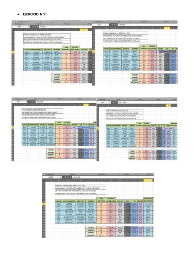Ejercicios EXCEL | DOCX