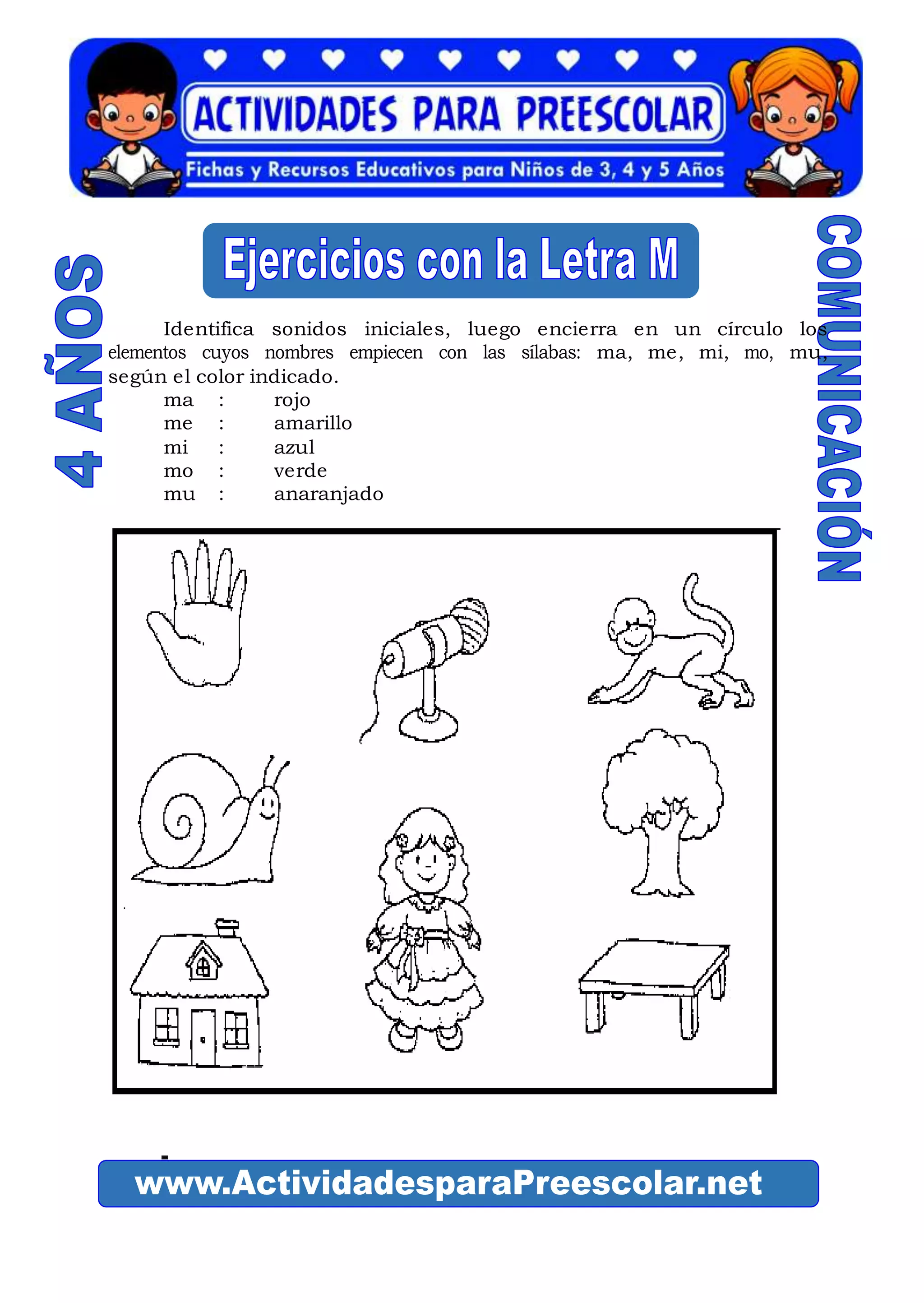Letra M Silabas Ma Me Mi Mo Mu Letra M Preescolar