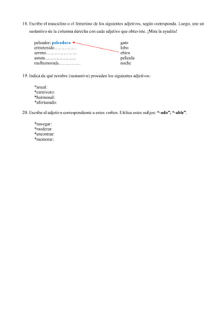 Ejercicios con-sustantivos-y-adjetivos | DOC