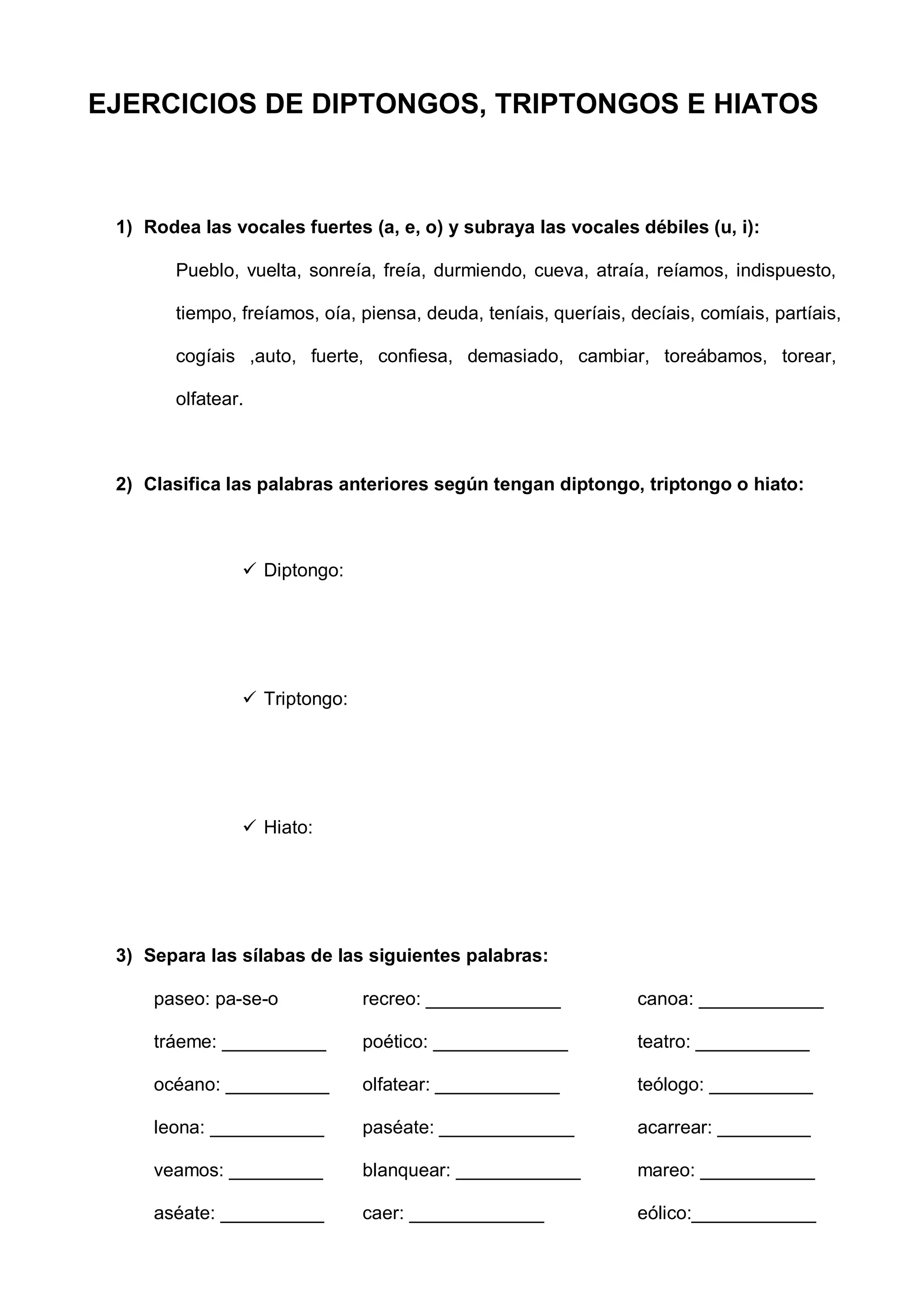 Ejercicios de-diptongos | PDF