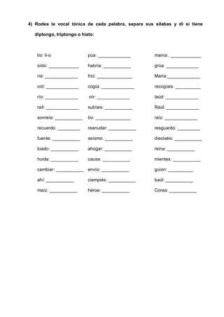 Ejercicios de-diptongos | PDF