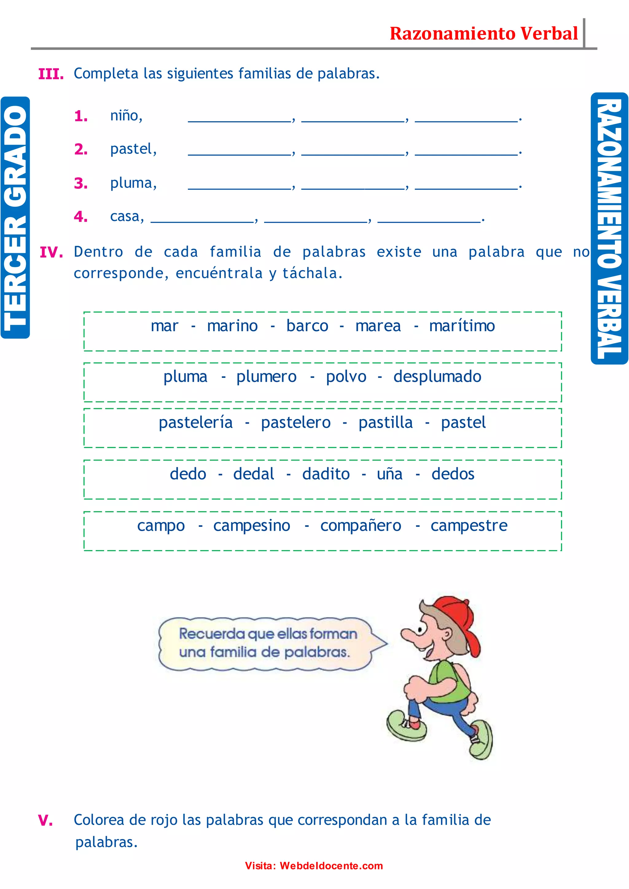 Hojas De Trabajo De Familias De Palabras Para Primer Grado Familia De